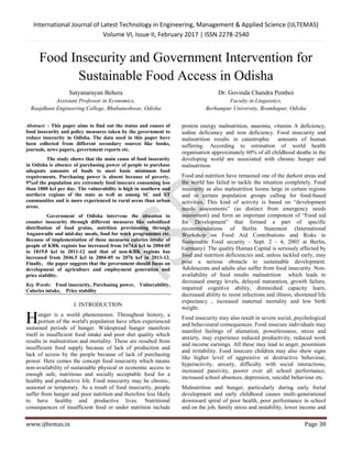 Food Insecurity and Government Intervention for Sustainable Food Access ...