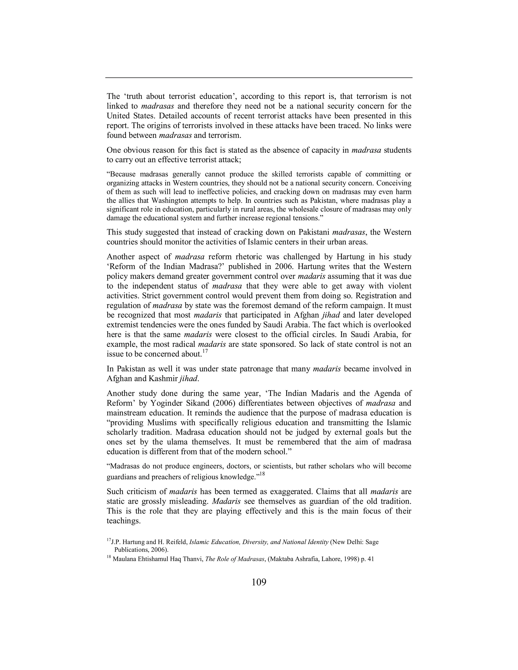 Pakistani Madrasa Education Reforms Viewpoint | PDF