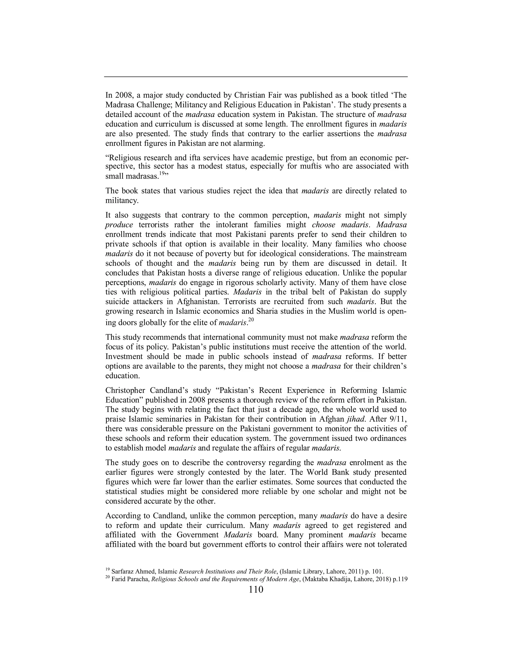 Pakistani Madrasa Education Reforms Viewpoint | PDF