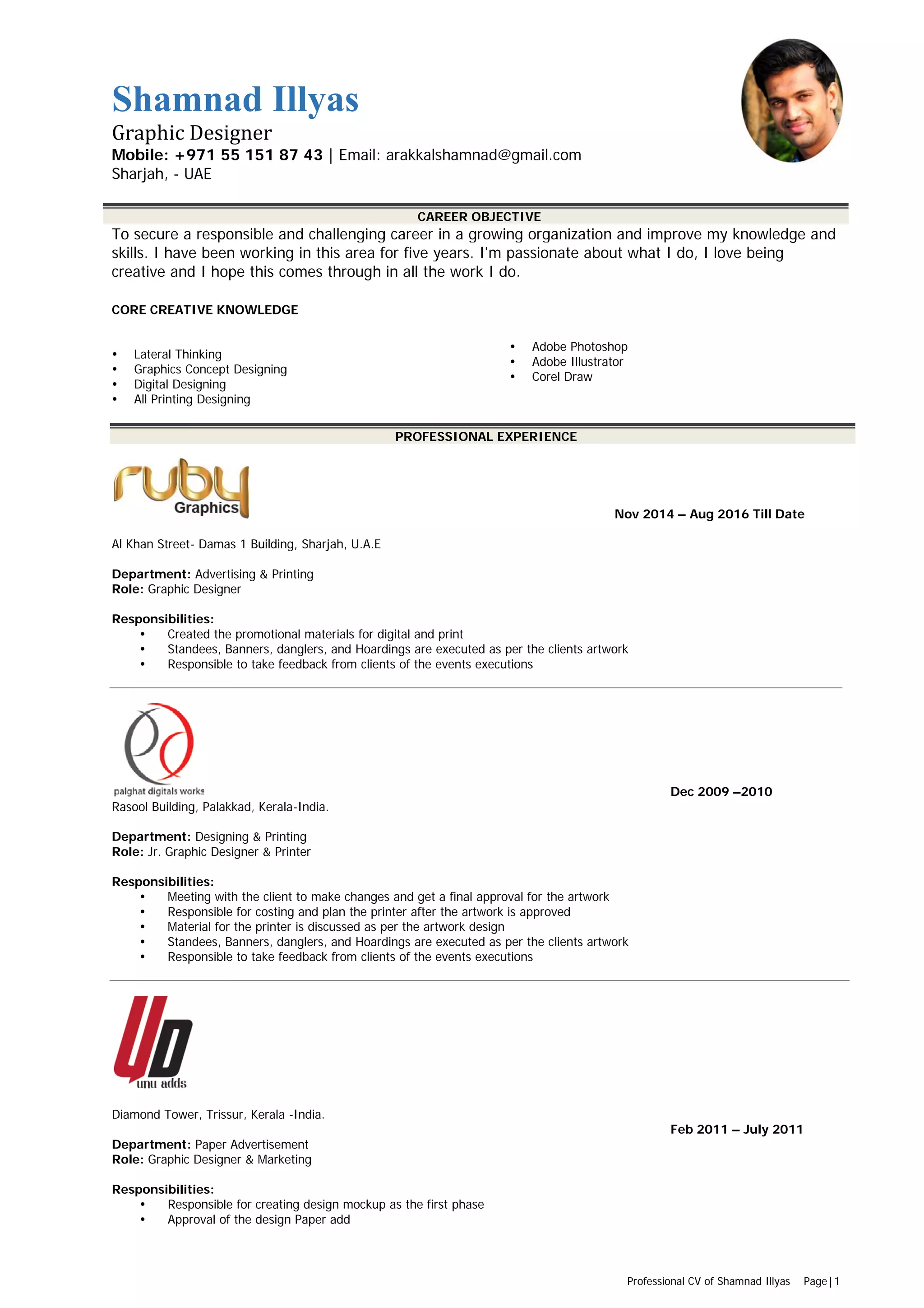 Shamnad Illyas _ Graphic Designer _ CV & Portfolio | PDF