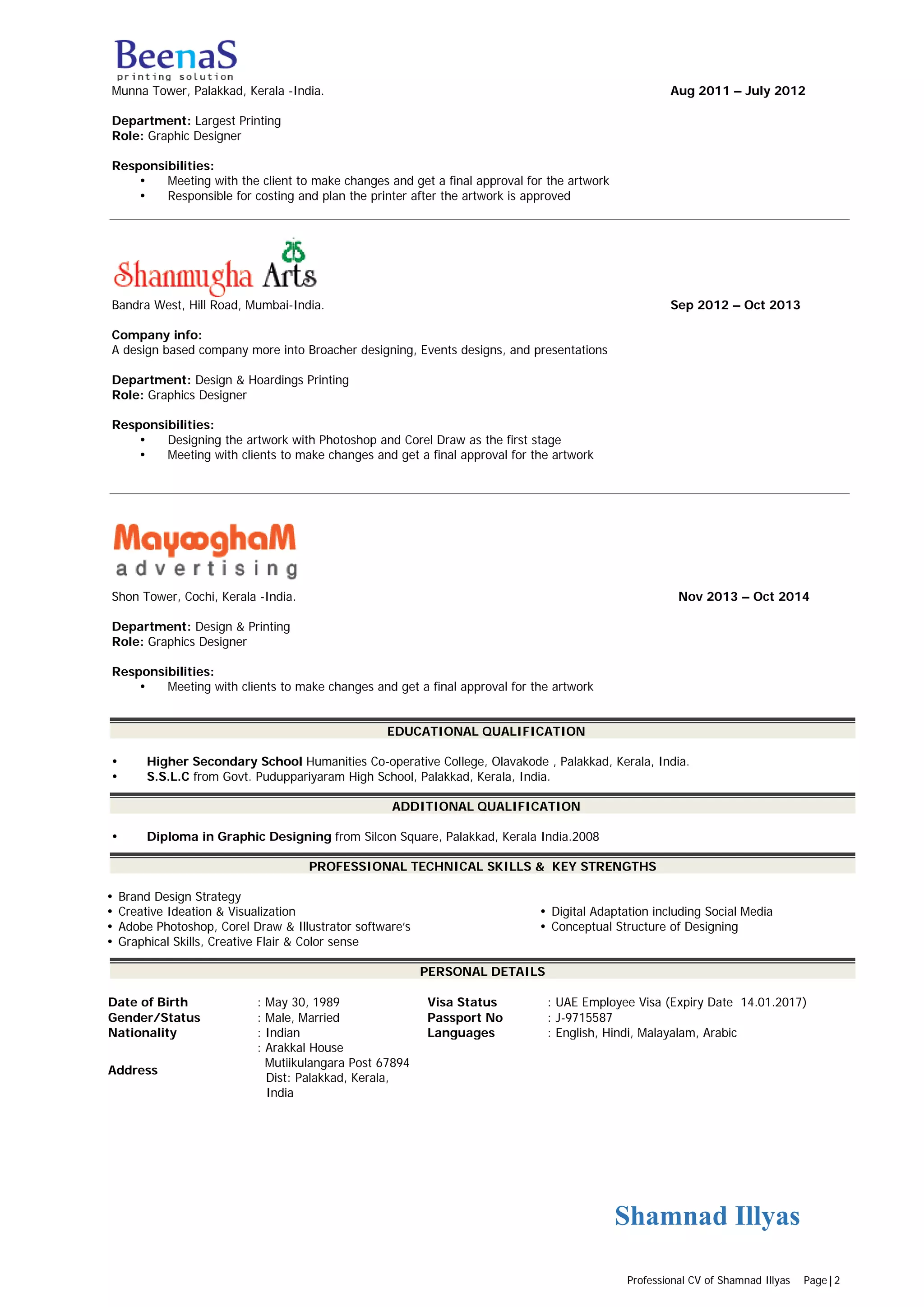 Shamnad Illyas _ Graphic Designer _ CV & Portfolio | PDF