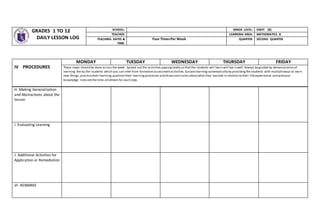 DLL for grade 8 | DOCX