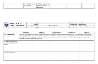 DLL for grade 8 | DOCX