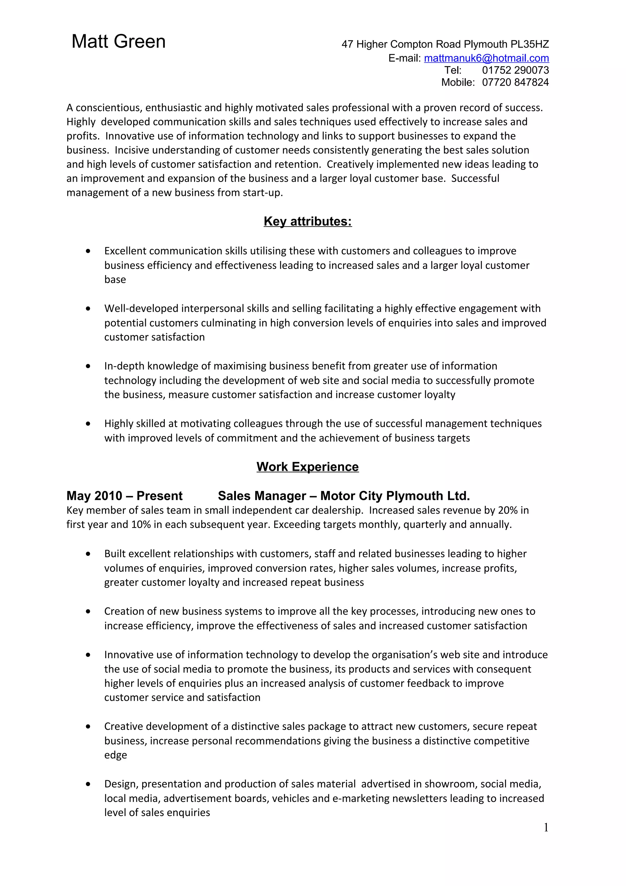 Matt Green CV final | DOC