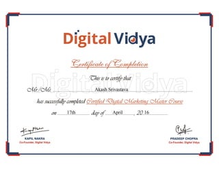 Digital Vidya CDMM certificate- Akash S. | PDF