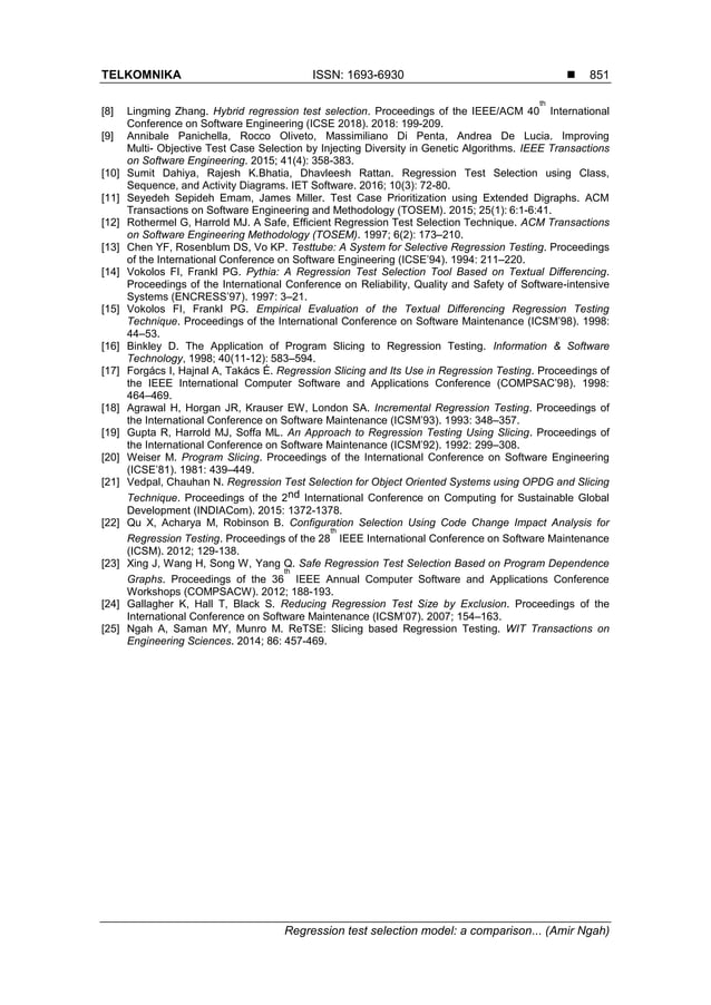 Regression test selection model: a comparison between ReTSE and pythia ...