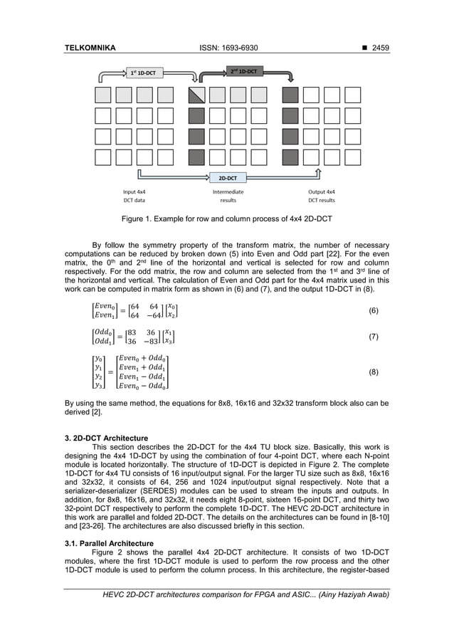 HEVC 2D-DCT architectures comparison for FPGA and ASIC implementations | PDF