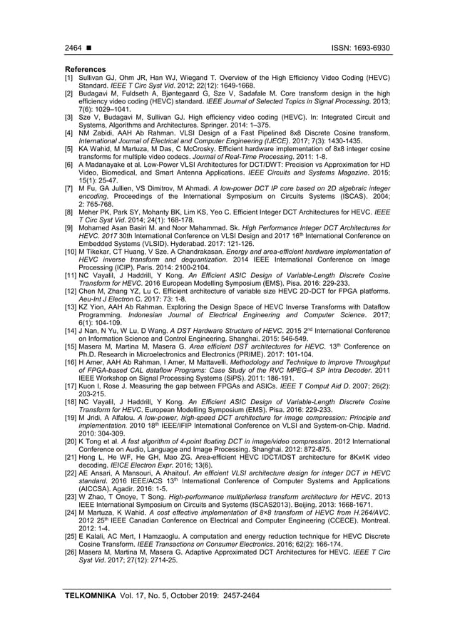 Hevc 2d Dct Architectures Comparison For Fpga And Asic Implementations Pdf