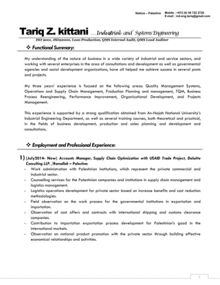 Eng. Tariq Kittani CV Dec.2014
