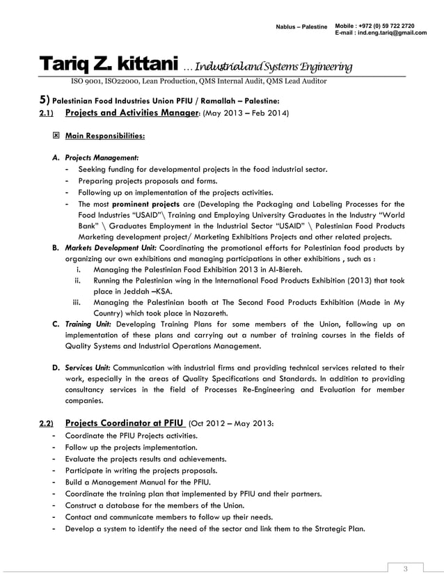 Eng. Tariq Kittani CV Dec.2014