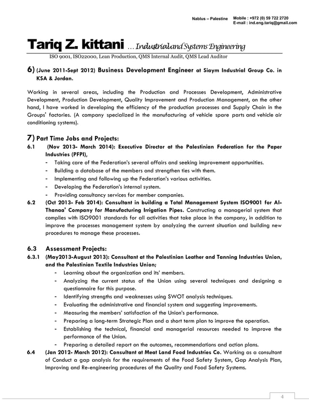 Eng. Tariq Kittani CV Dec.2014