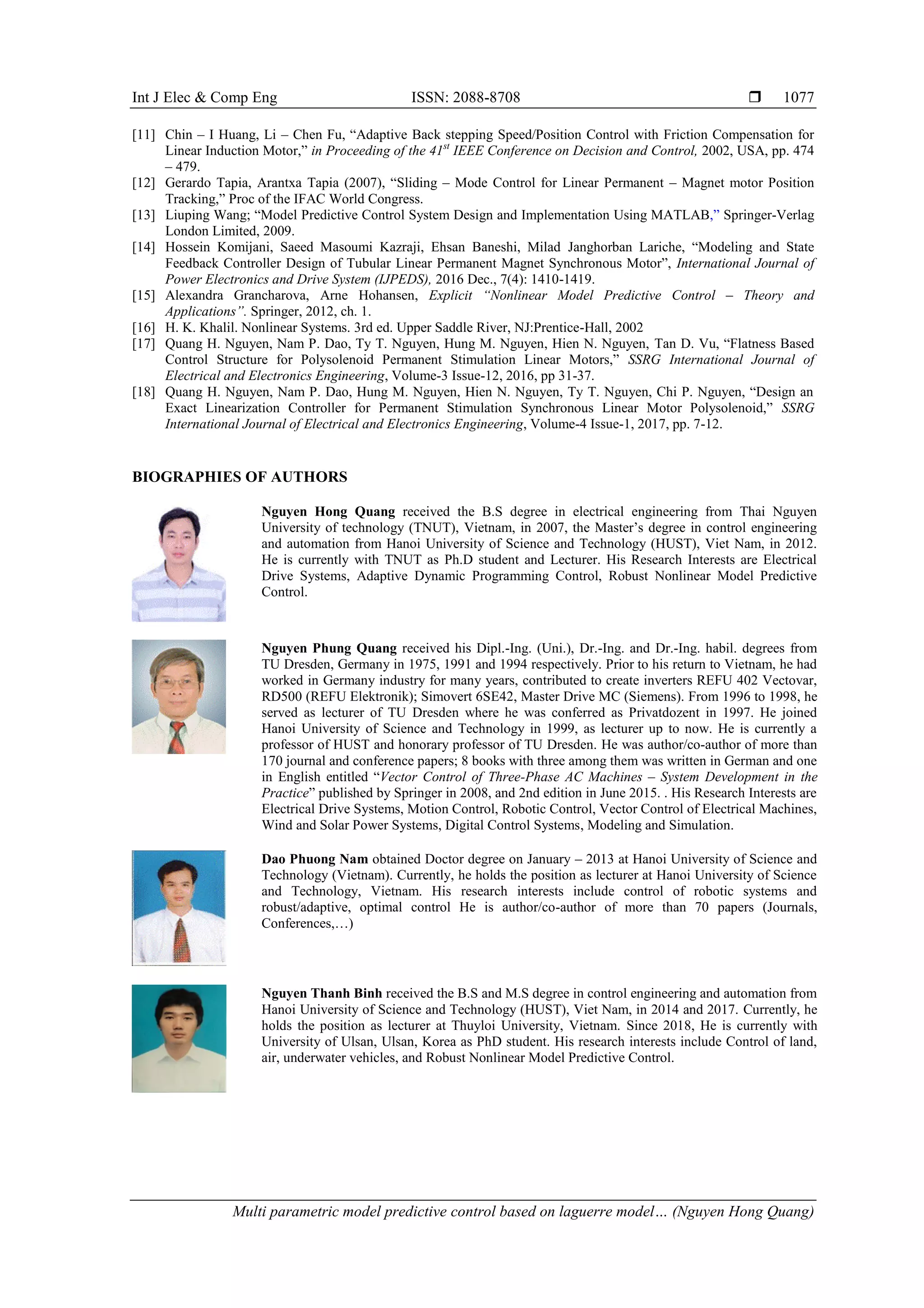 Multi Parametric Model Predictive Control Based On Laguerre Model For Permanent Magnet Linear