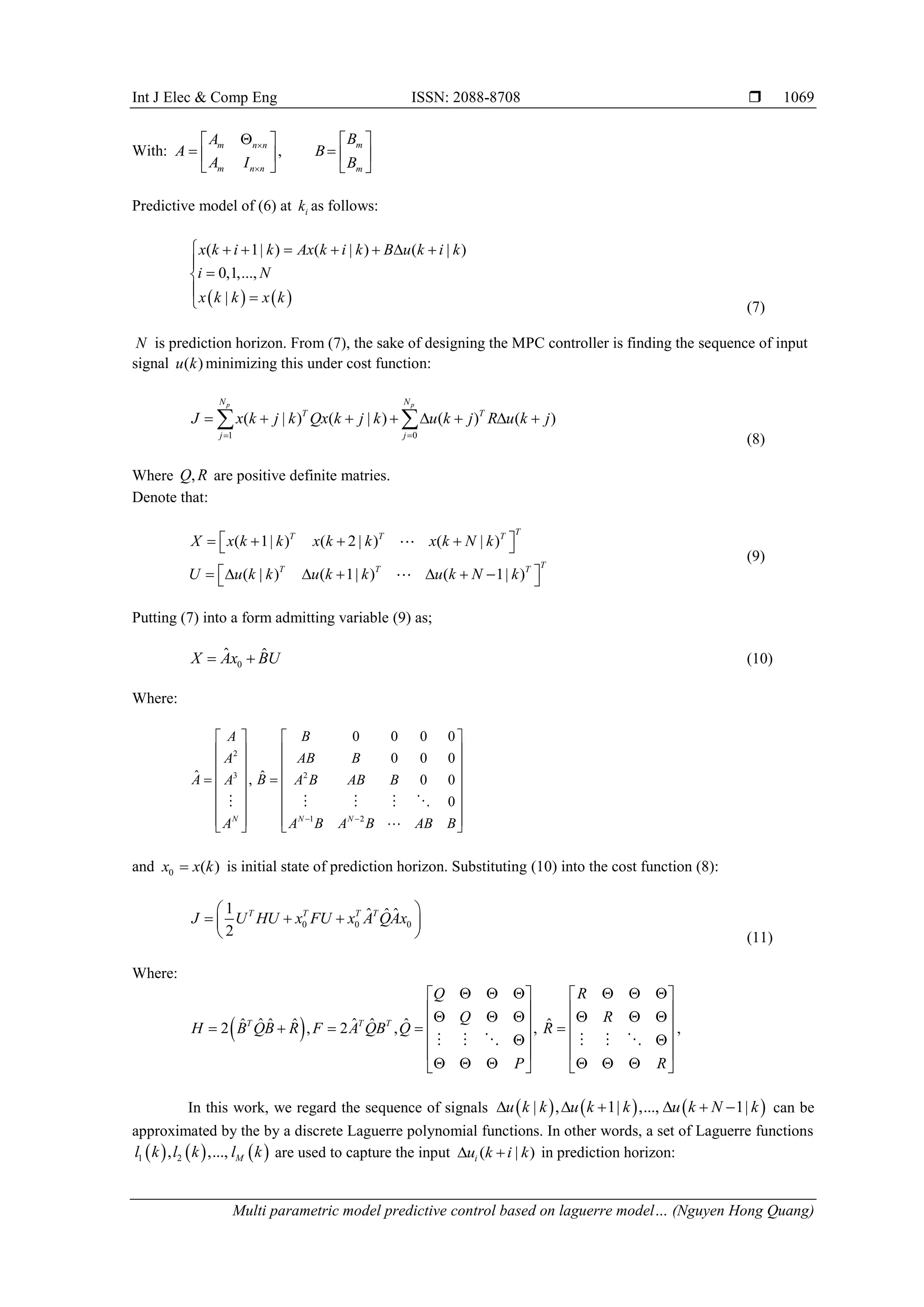 Multi parametric model predictive control based on laguerre model for permanent magnet linear ...