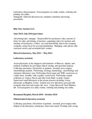 Laboratory resume-new | PDF