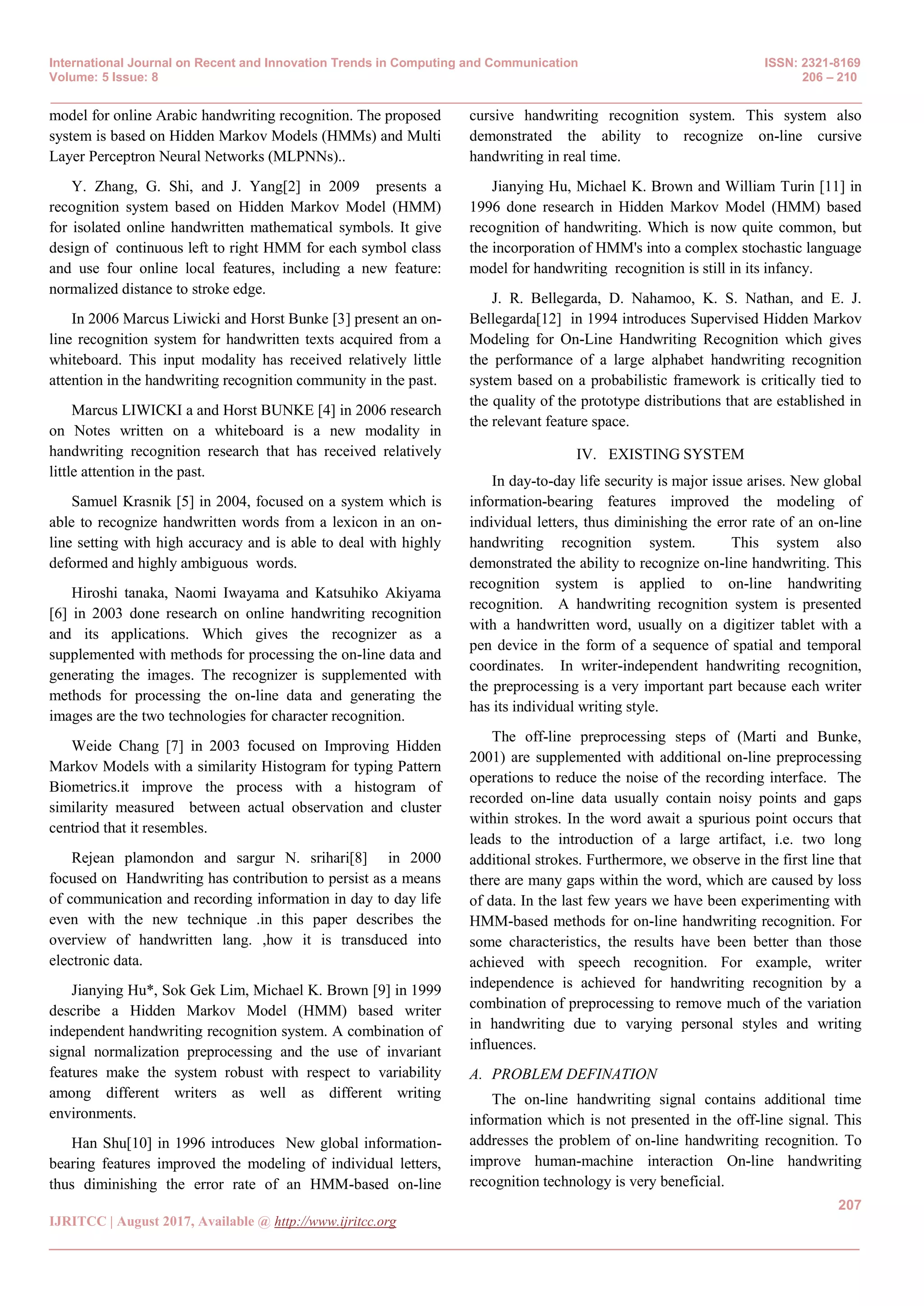 Online Handwriting Recognition using HMM | PDF