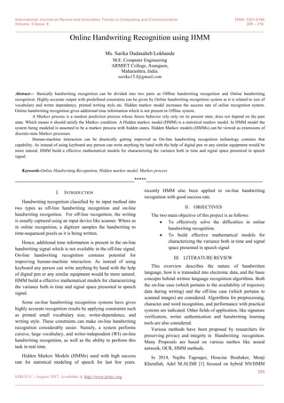 Online Handwriting Recognition using HMM | PDF