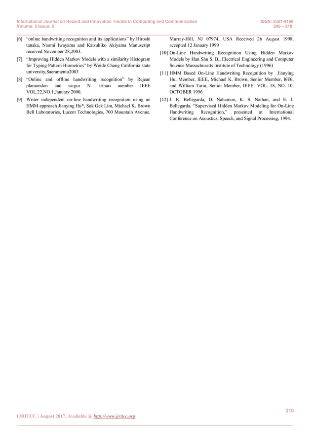 Online Handwriting Recognition using HMM | PDF