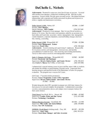 DaChelle Nichols -resume | DOCX | Sales | Business