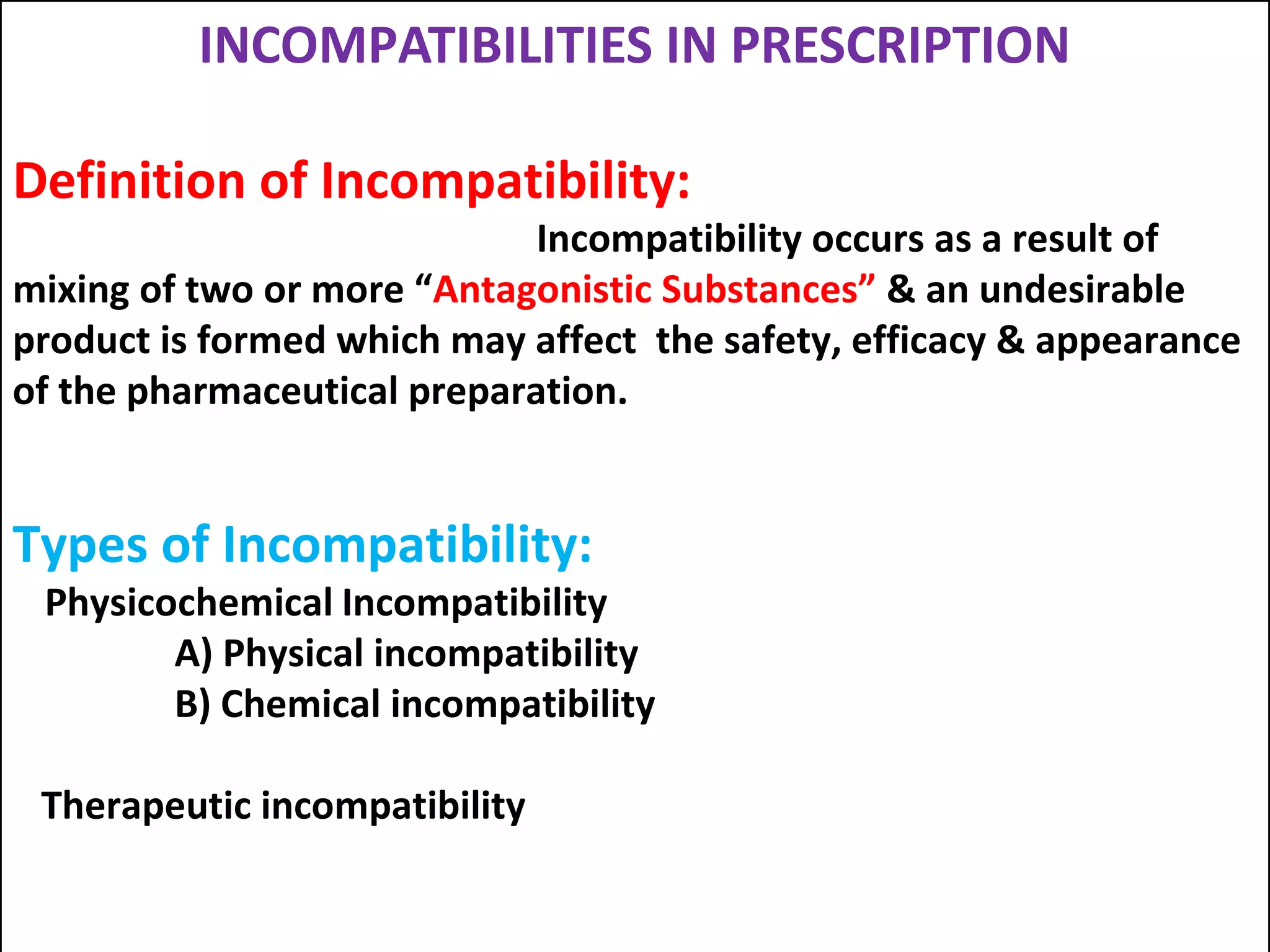 Incompatibility in Prescription | PPT