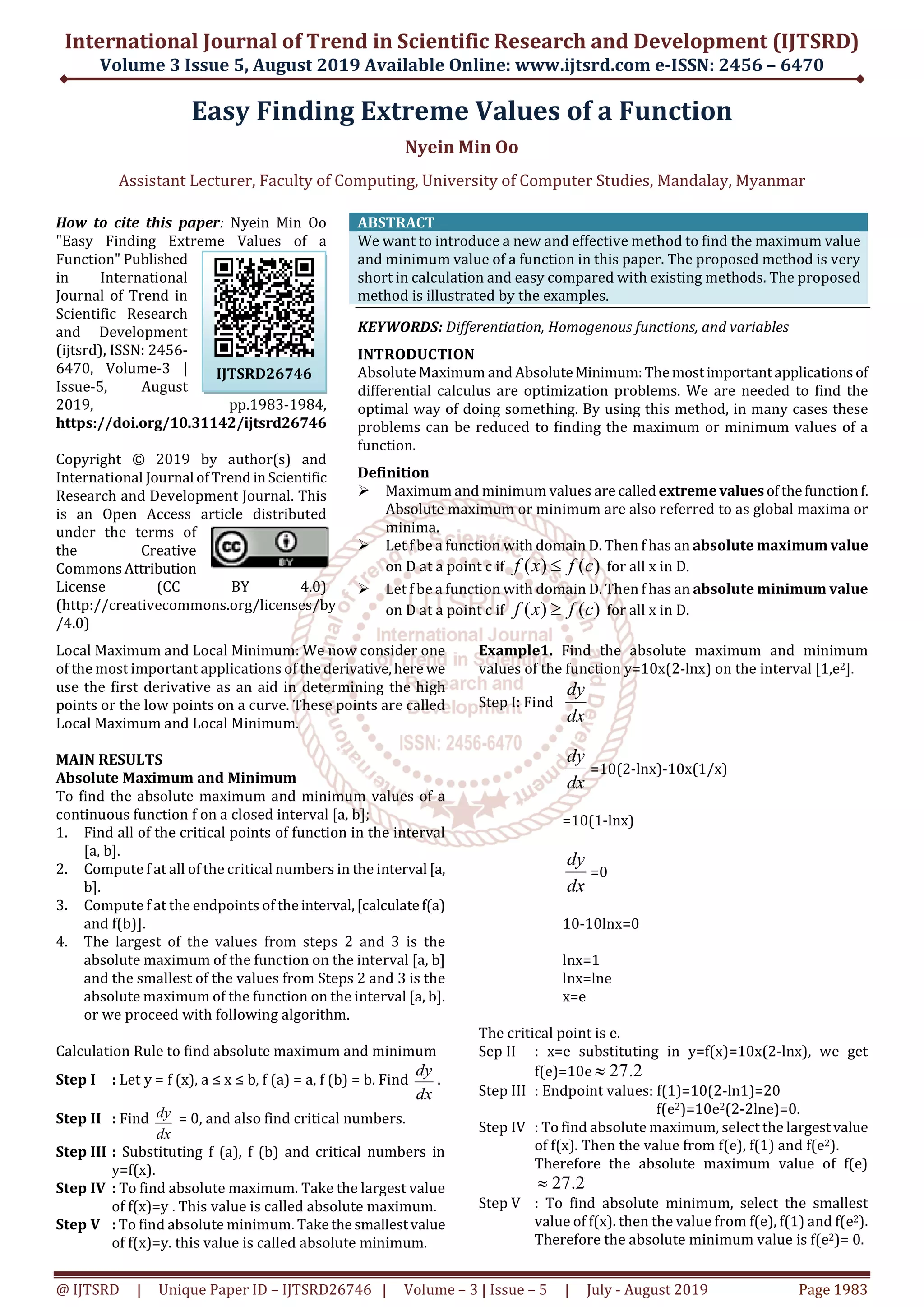 Easy Finding Extreme Values of a Function | PDF