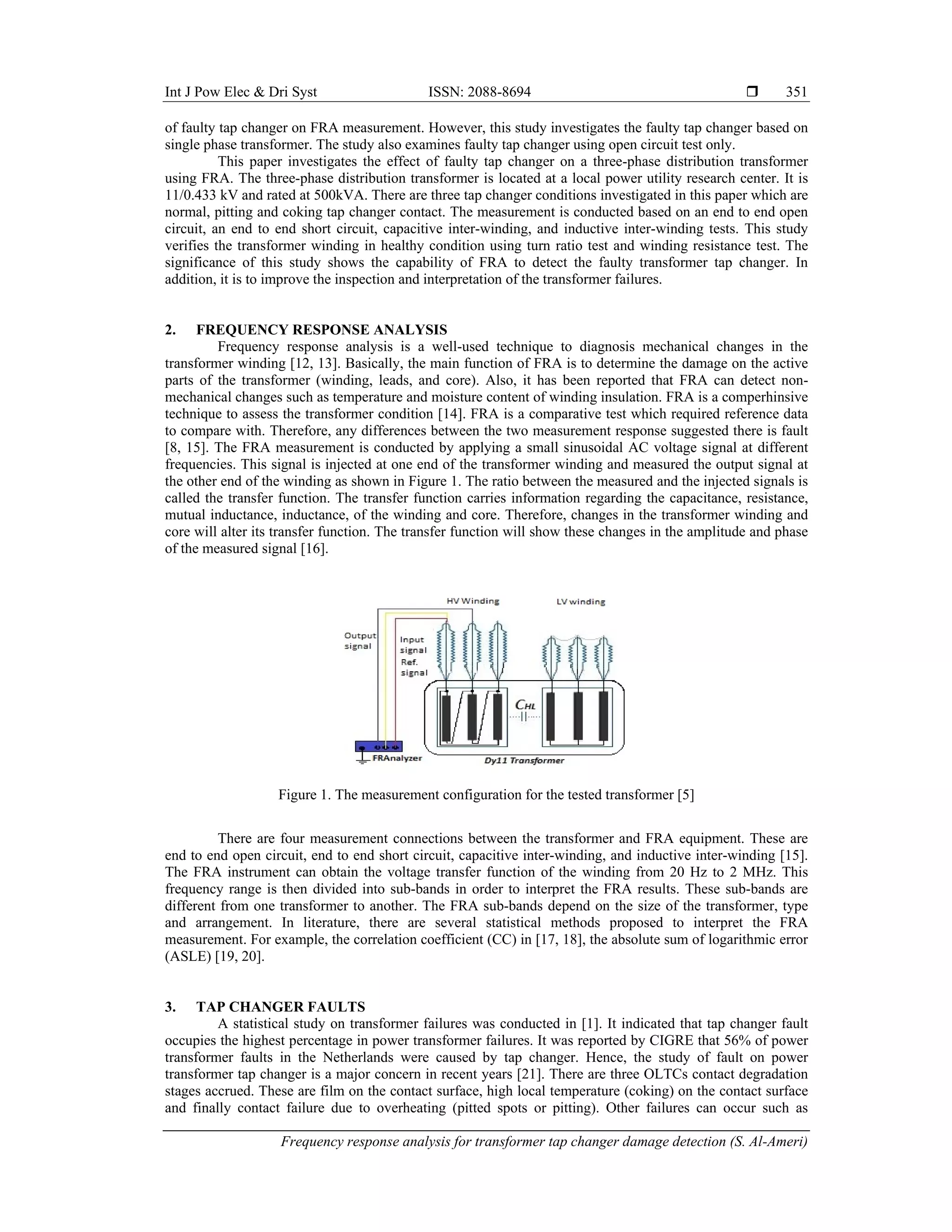 Frequency response analysis for transformer tap changer damage detection | PDF