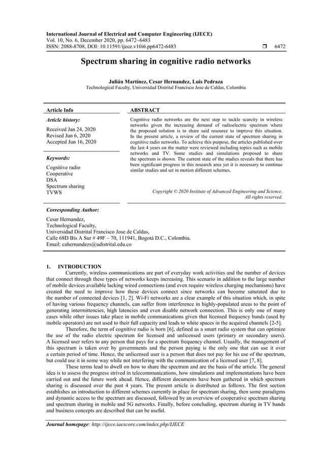 Spectrum sharing in cognitive radio networks | PDF