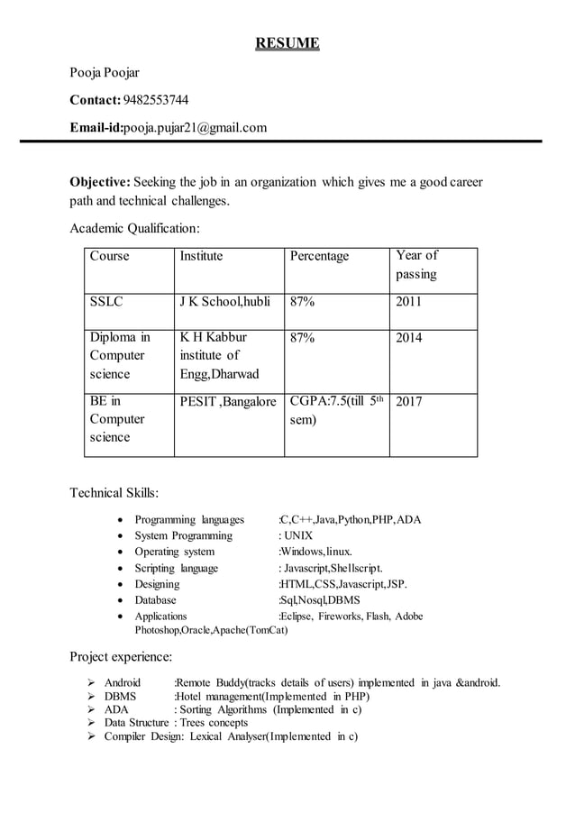 pooRESUME | DOCX | Programming Languages | Computing