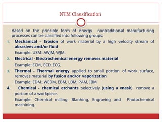 Non Traditional machining lecture slides | PPTX