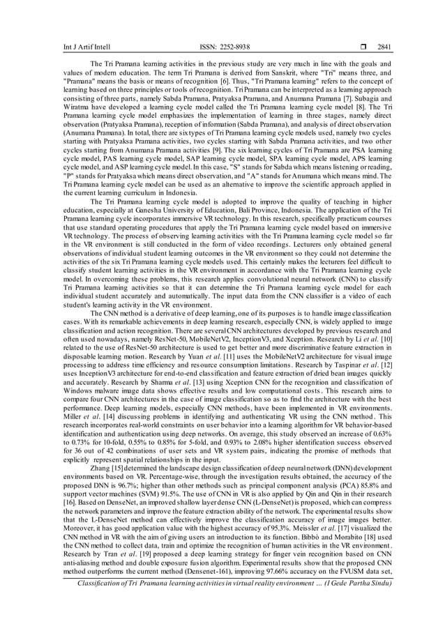 Classification of Tri Pramana learning activities in virtual reality environment using ...