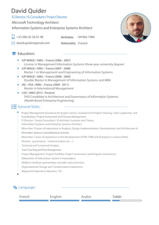 David Quider CV - New ID Photo- En | PDF