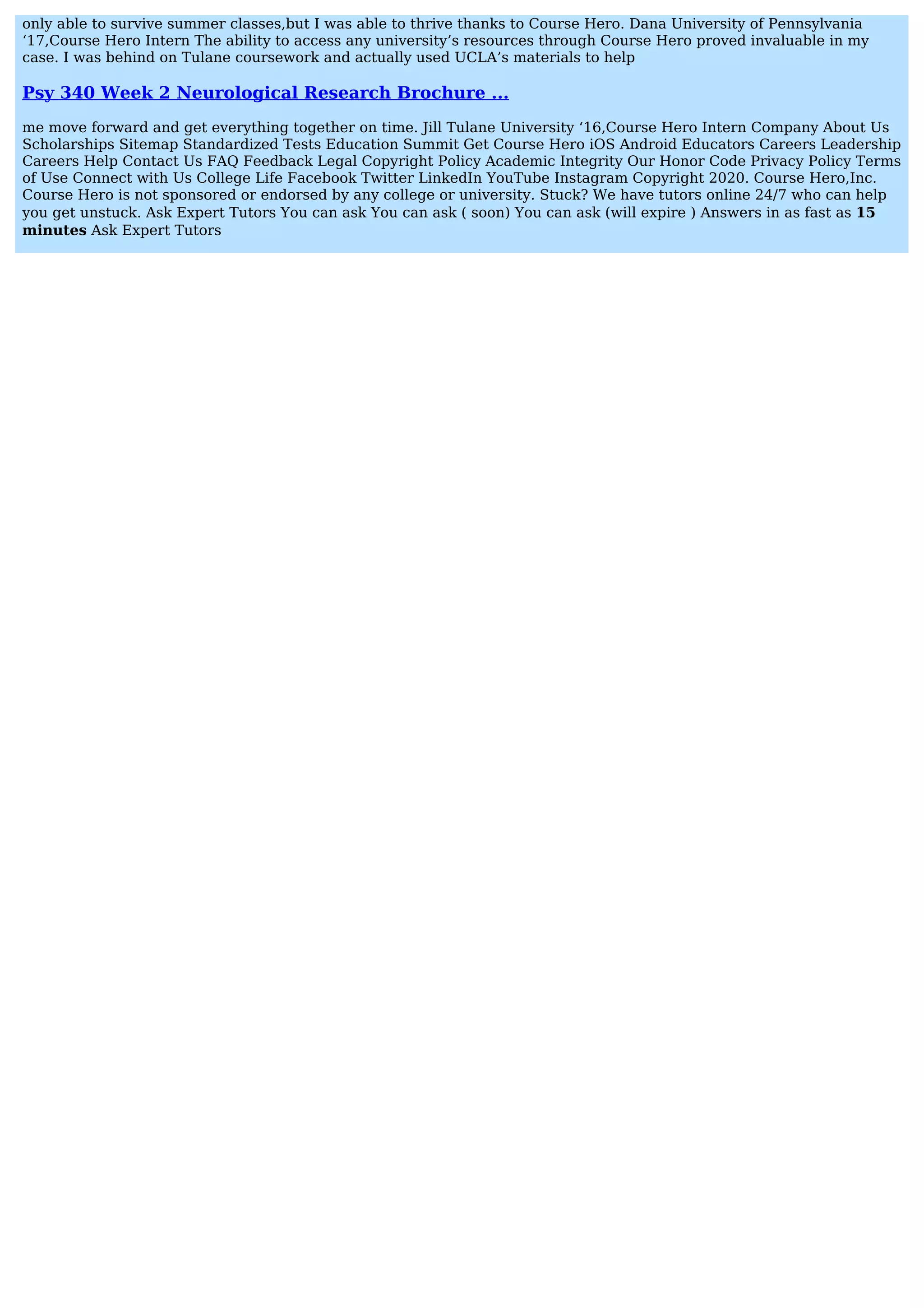 Neurological research brochure psy 340 | PDF