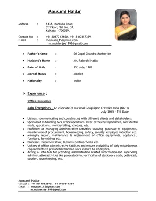 Mousumi Haldar - Resume | DOCX