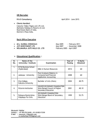 Mousumi Haldar - Resume | DOCX