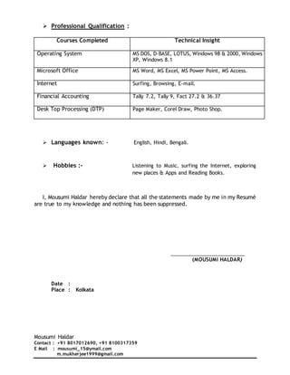 Mousumi Haldar - Resume | DOCX