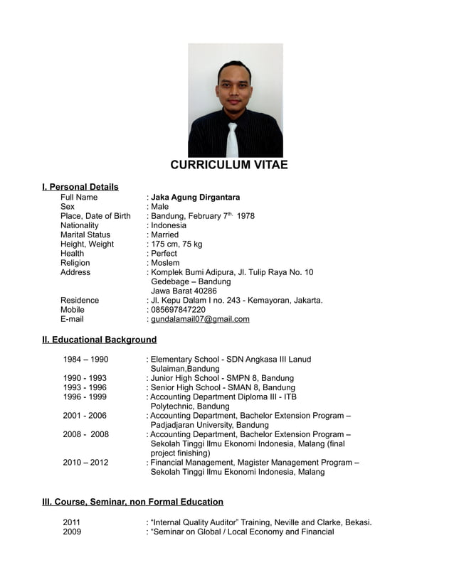 CV_Jaka Agung 15im | PDF | Business Accounting & Finance | Business