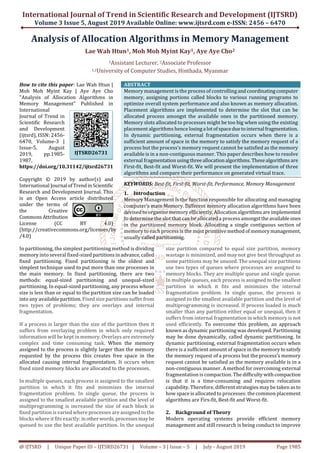 Analysis of Allocation Algorithms in Memory Management | PDF