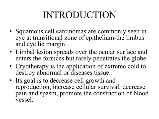 Surgical Excision Of Limbal Squamous Cell Carcinoma With Cryotherapy ...