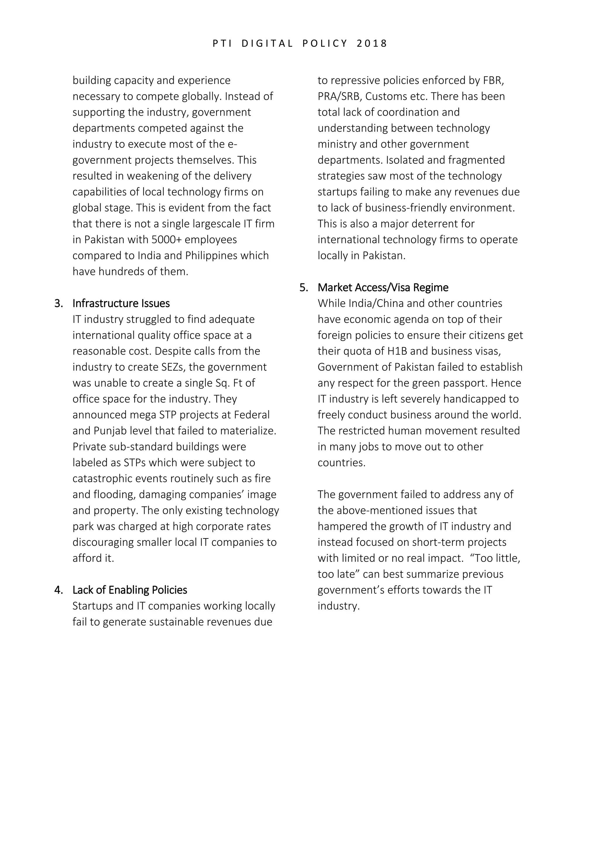 PAKISTAN TEHREEK-E-INSAF - PTI - DIGITAL POLICY 2018 | PDF