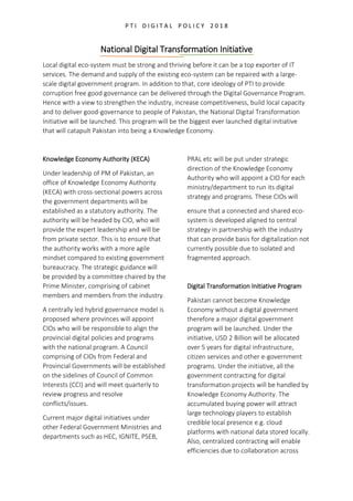 PAKISTAN TEHREEK-E-INSAF - PTI - DIGITAL POLICY 2018 | PDF