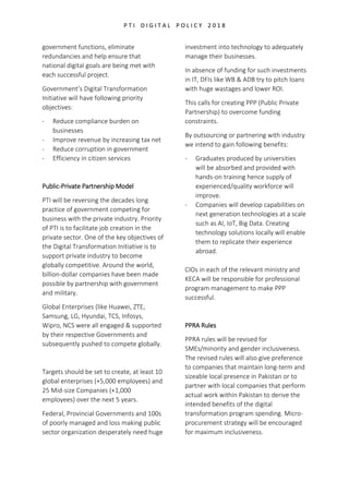 PAKISTAN TEHREEK-E-INSAF - PTI - DIGITAL POLICY 2018 | PDF