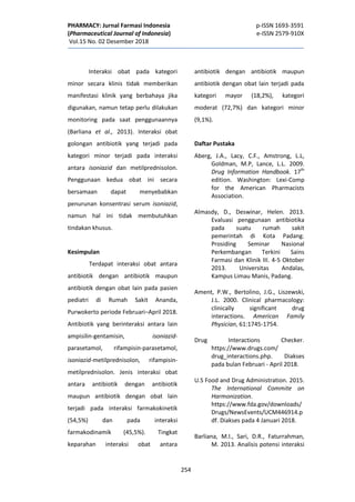 STUDI PROSPEKTIF POTENSI INTERAKSI OBAT GOLONGAN ANTIBIOTIK PADA PASIEN ...