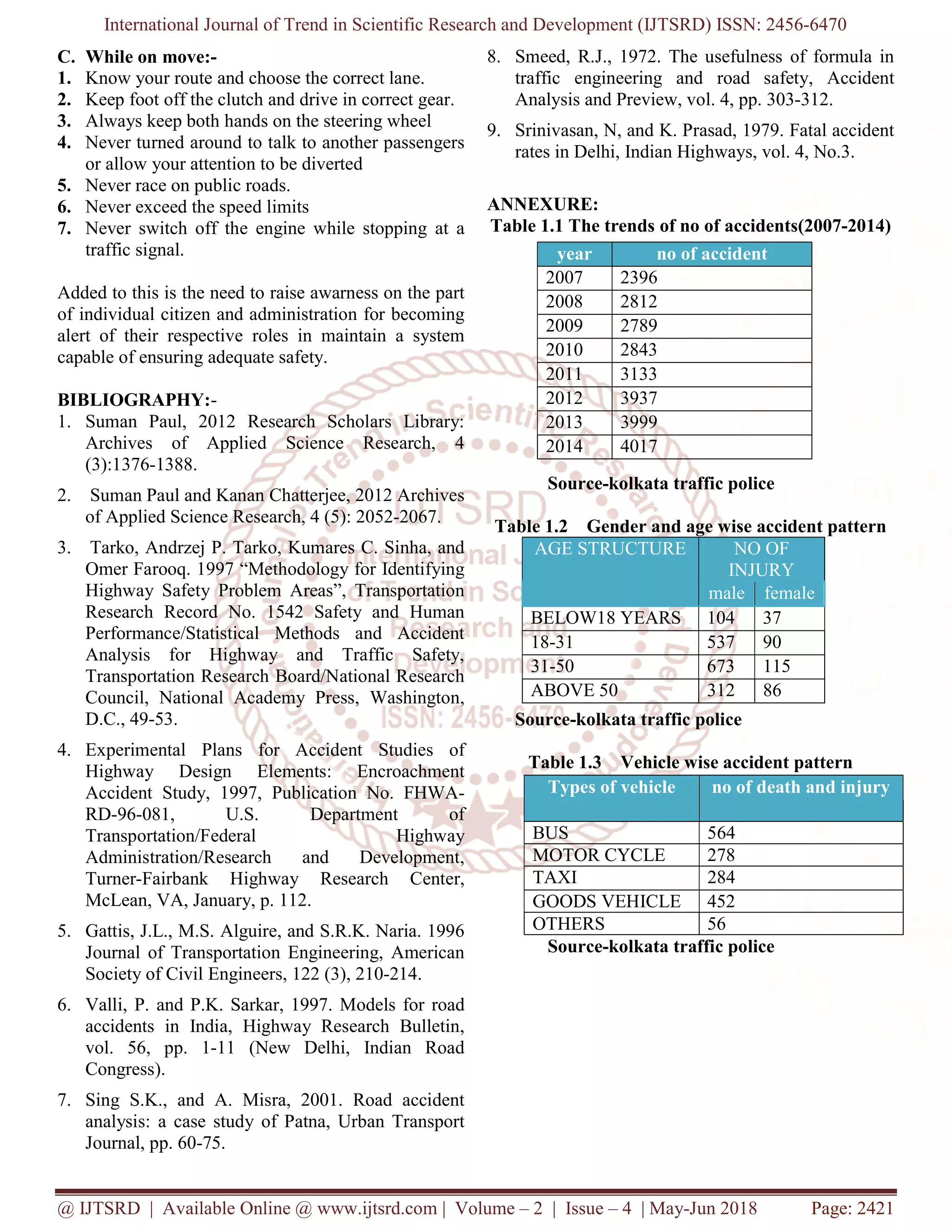 Road Safety is a Prime Rule of Traffic System: A Case Study of Kolkata ...
