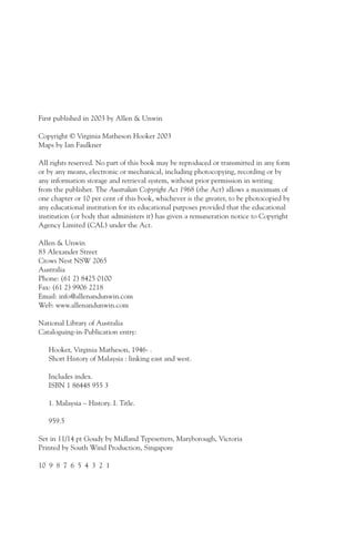 A Short History of Malaysia Linking East and West Virginia Matheson ...