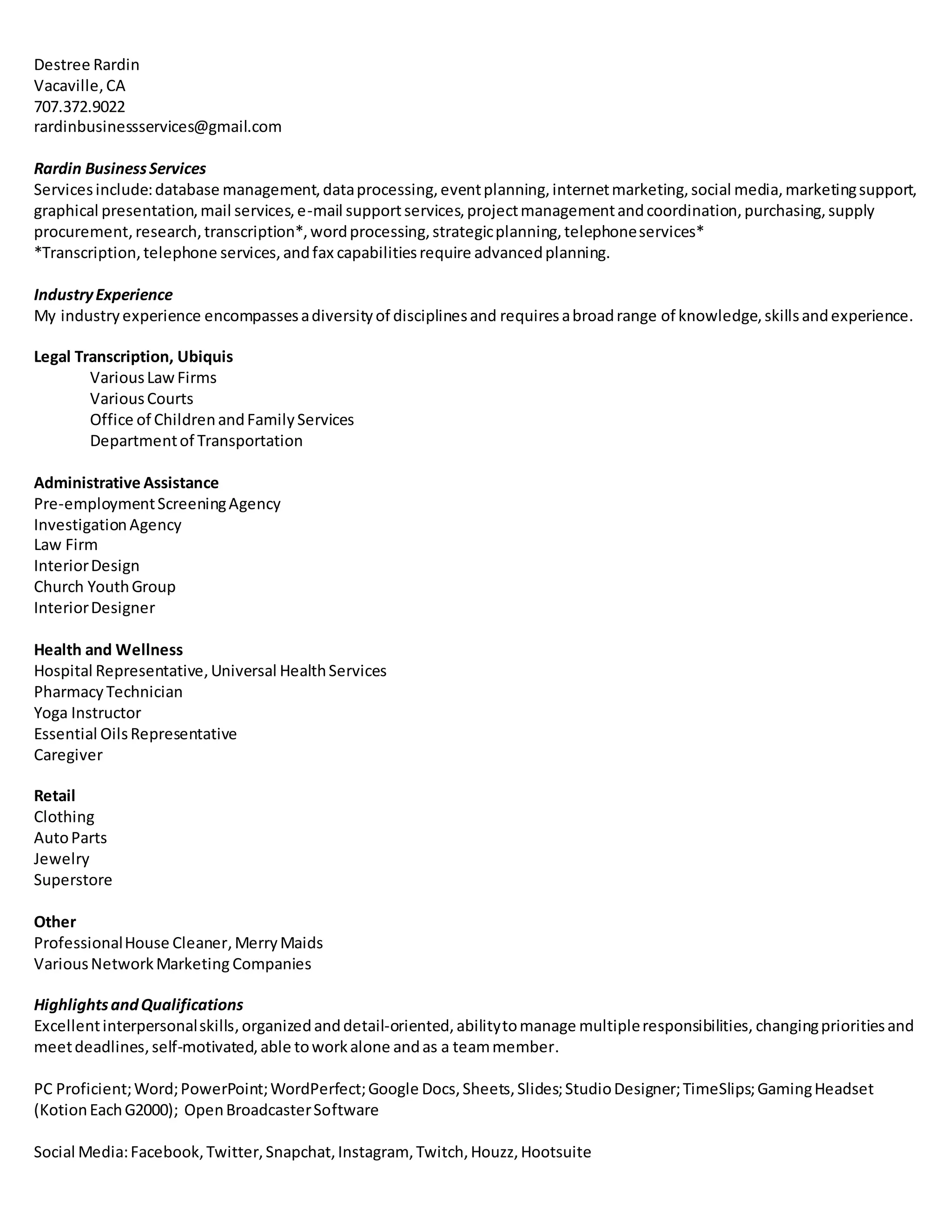 Rardin Biz Resume | DOCX
