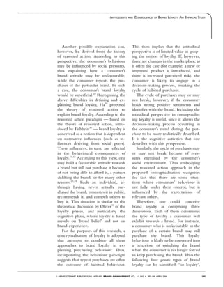 Antecedents and consequences of brand loyalty: An empirical study | PDF