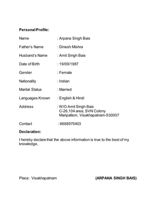 ARPANA resume | DOCX