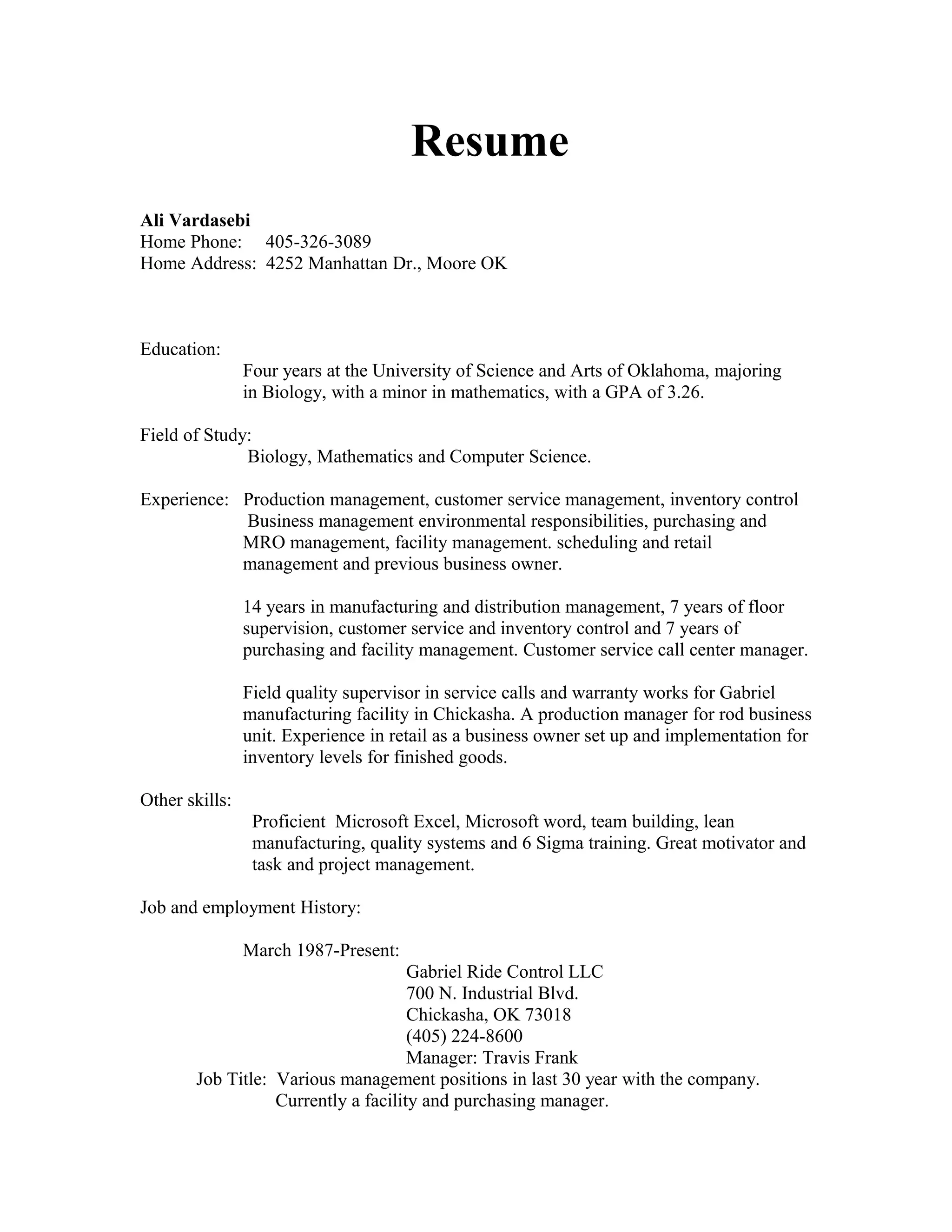 Ali Vardasebi Resume 2015 | DOC