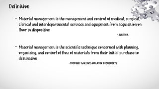 Roles and responsibilities of Nurse in material management | PDF