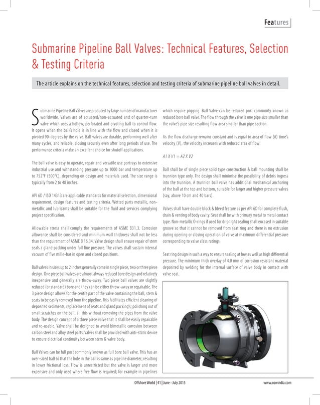 Submarine Pipeline Ball Valves | PDF