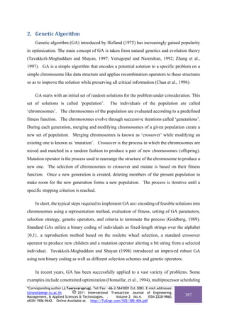 An Application of Genetic Algorithm for Non-restricted Space and Pre-determined Length Width ...